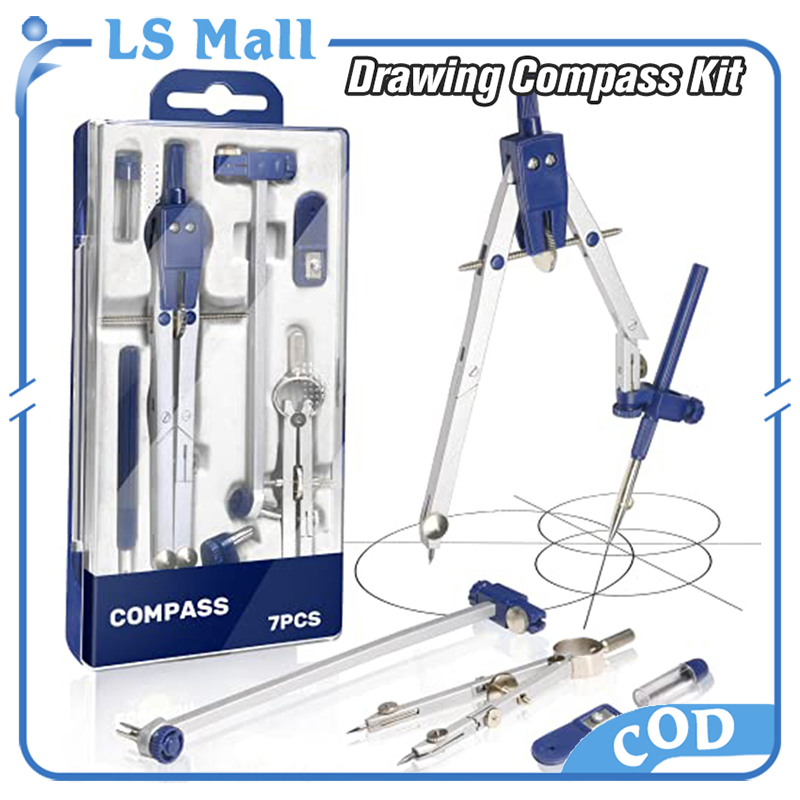 7PCS/Set Professional Drawing Compass Kit Adjustable Circle Drawing ...