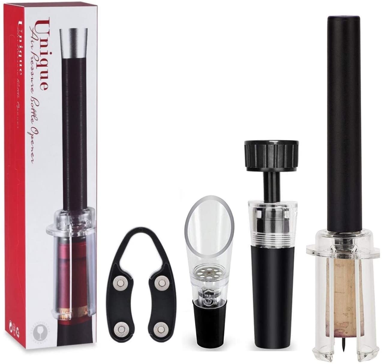 Wine Bottle Set, 4 Pcs Wine Opener Set, Air Pressure Pump Bottle Opener ...