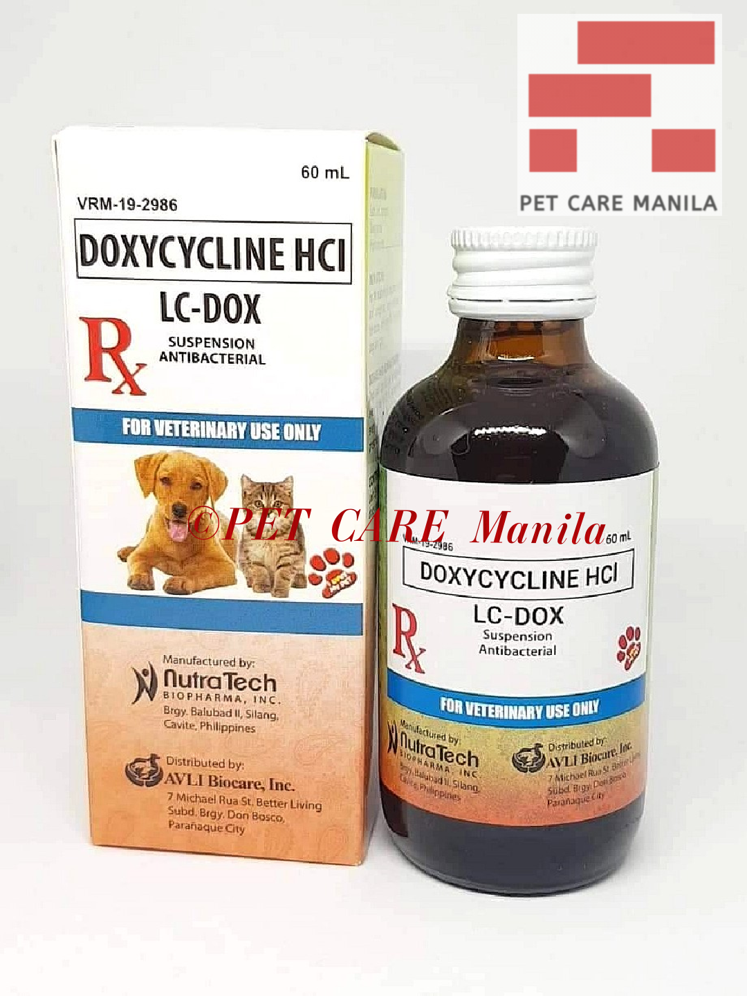 LC-DOX 60ml Suspension, Antibacterial for dogs and cats (LC Dox 60ml ...