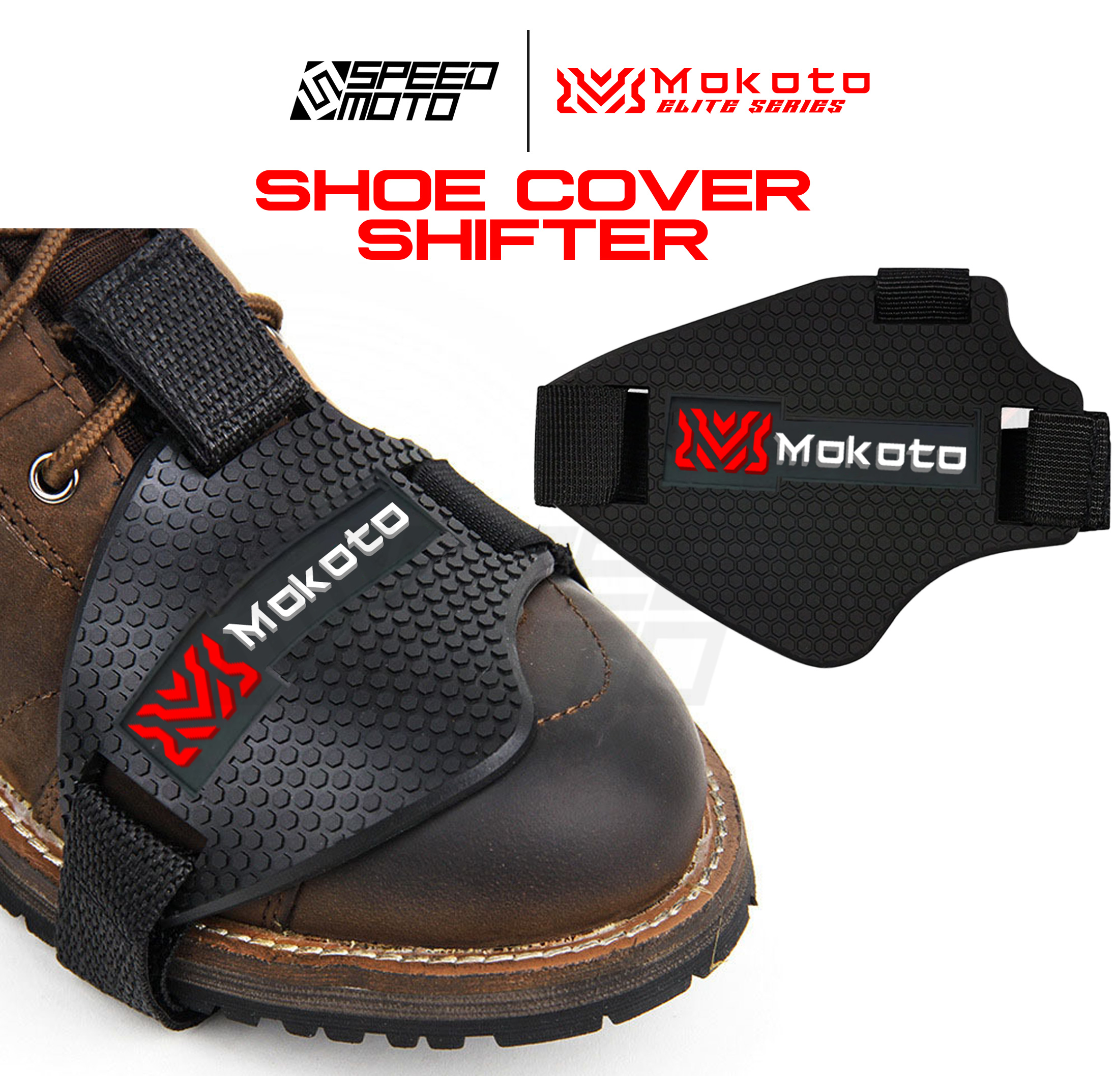 MOKOTO SHOE COVER SHIFTER W/LOGO / MOTORCYCLE GEAR SHIFT PAD ADJUSTABLE ...
