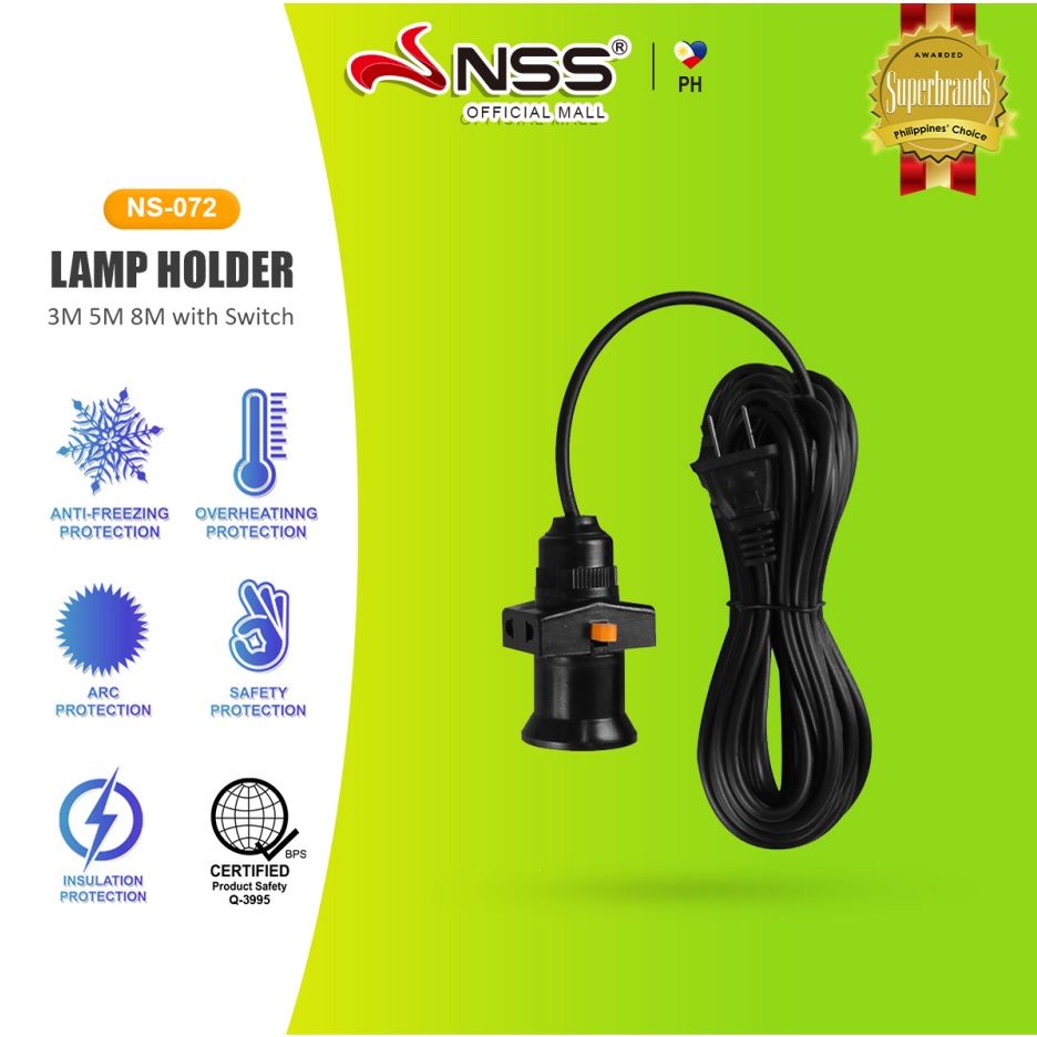 NSS Lamp Holder With Switch Cord Extension LED Light Bulb Holder Edison ...
