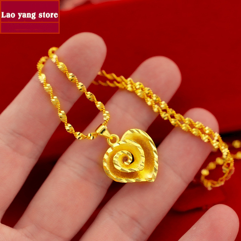 Korean Real 18K Gold Necklace Pendant for Women Wedding Engagement ...
