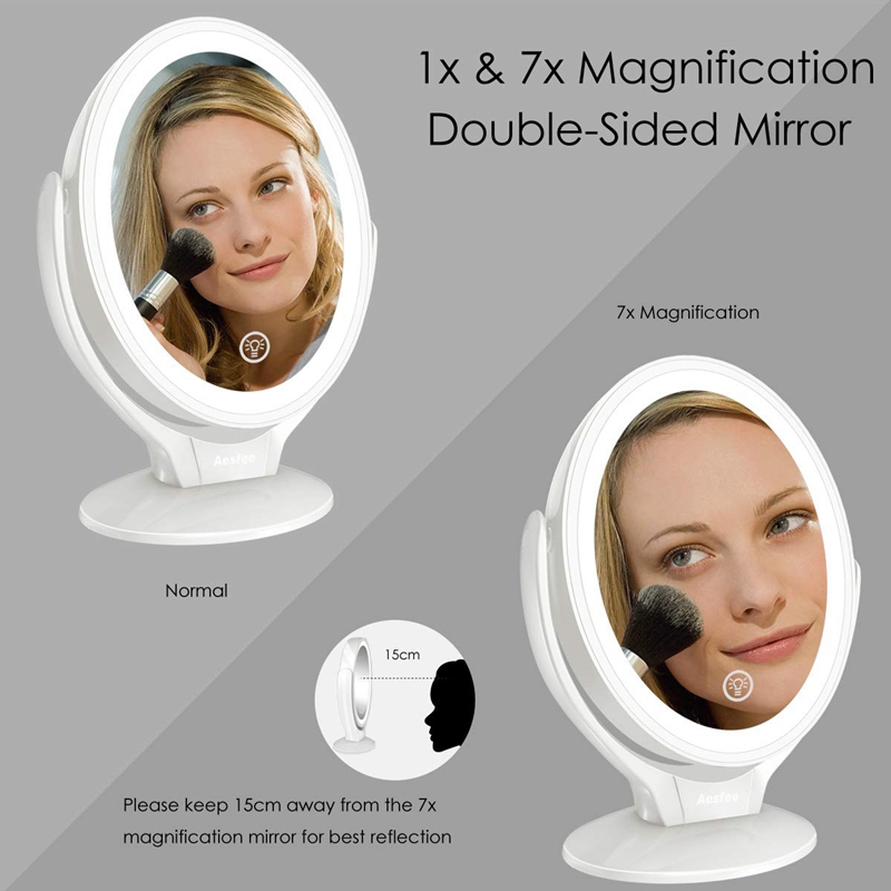 Lighted Vanity Mirror USB 1X/7X Double Sided Magnifying Mirror with ...