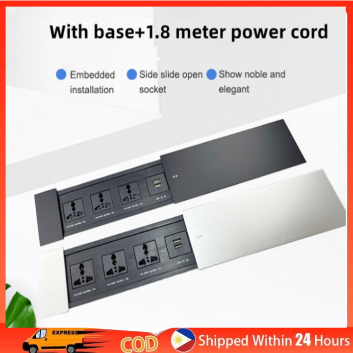 Embedded desktop socket side sliding hidden socket with conference ...