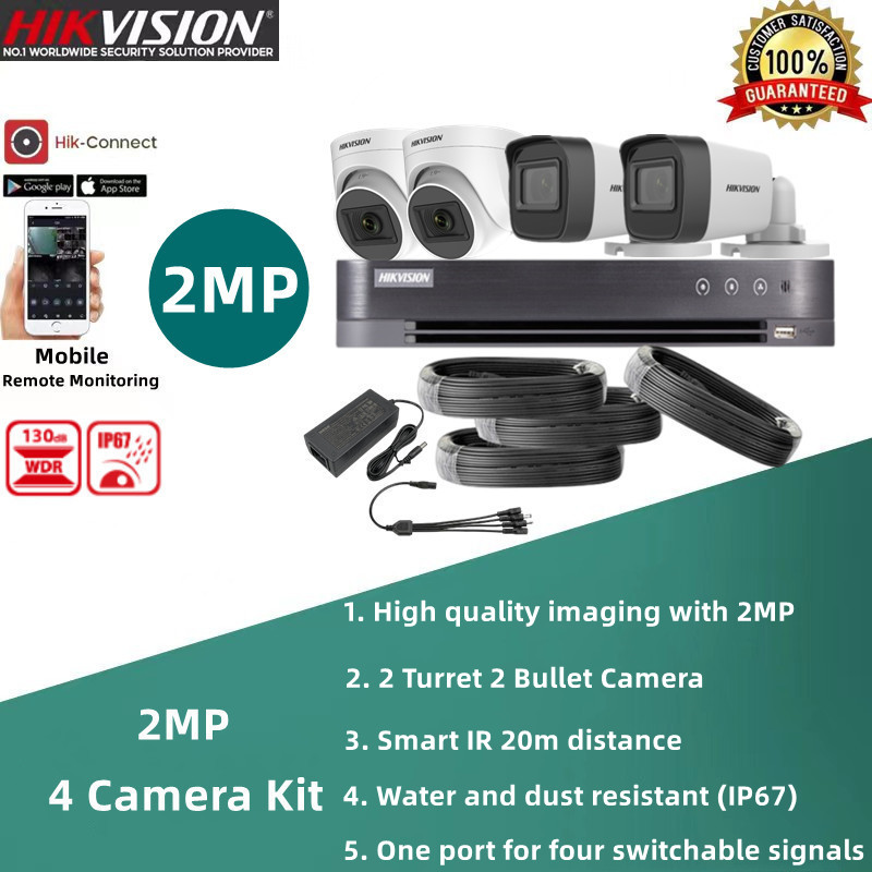 HIKVISION CCTV Camera Package Set 2MP/5MP Full-HD CCTV Security Camera Support Remote Viewing ...