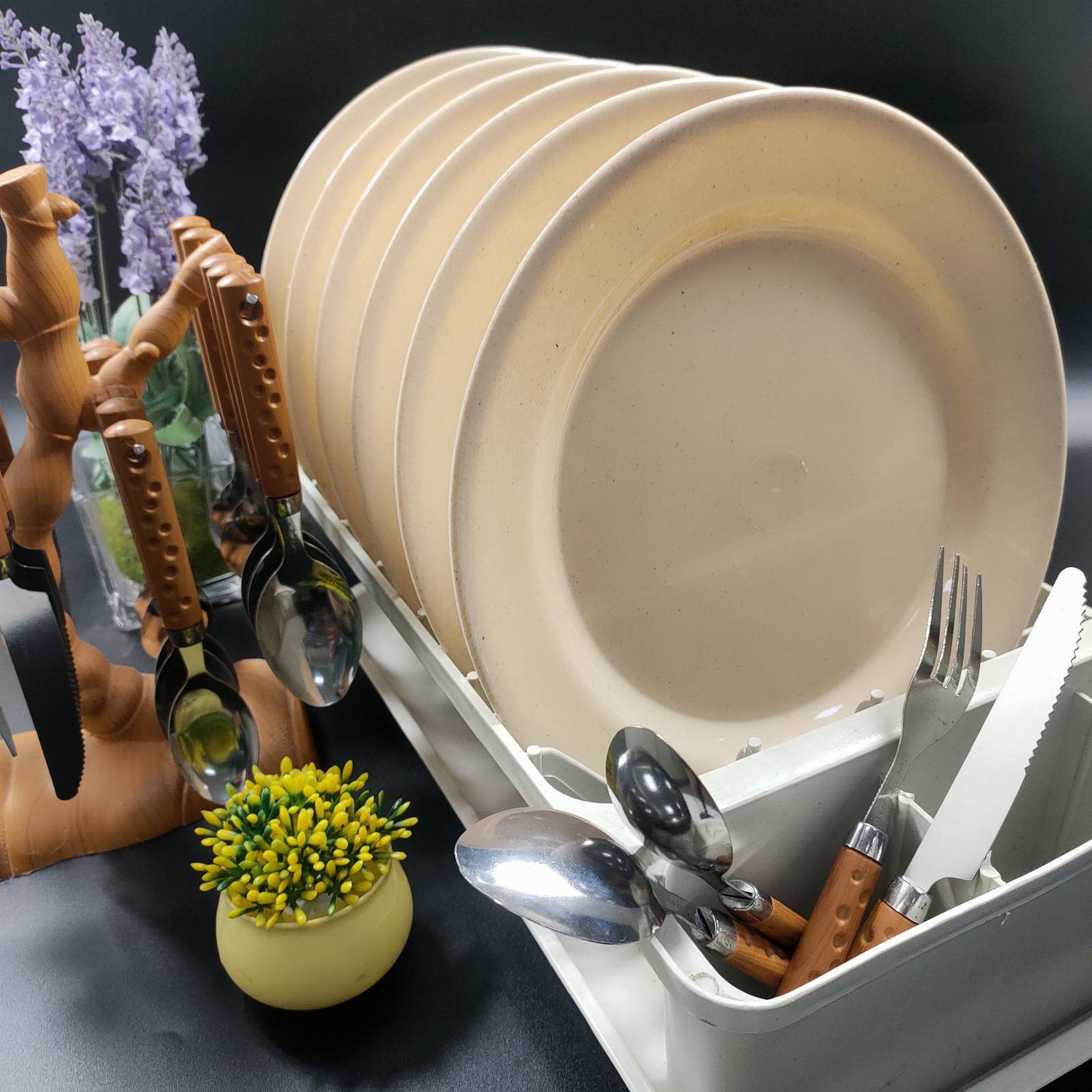 6pcs.COLORED ROUND PLATE 10inches FLAT PLASTIC PLATE (REUSABLE DINNER ...