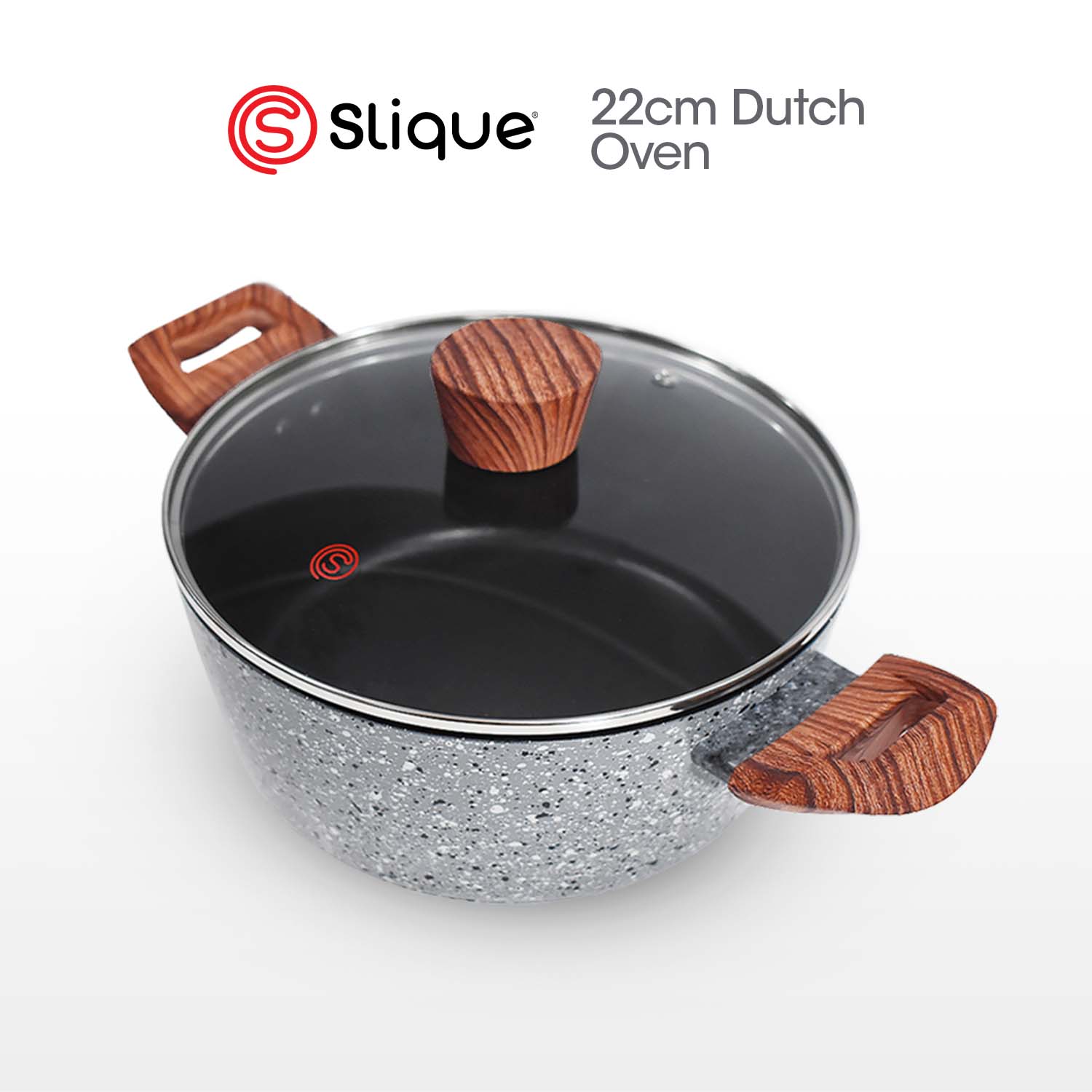 SLIQUE Premium 22cm Non-Stick Coating Dutch Oven Pan Cooking Pot ...