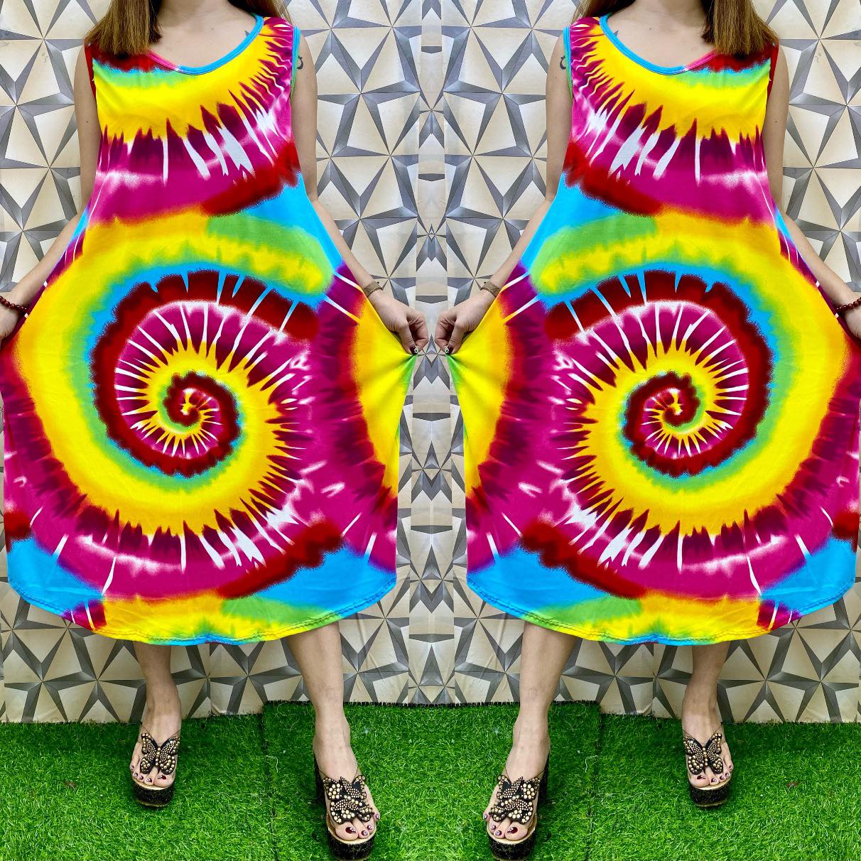 TIE DYE PLUS SIZE DUSTER DRESS WITH 2 SIDE POCKET (UP TO 5XL) | Lazada PH
