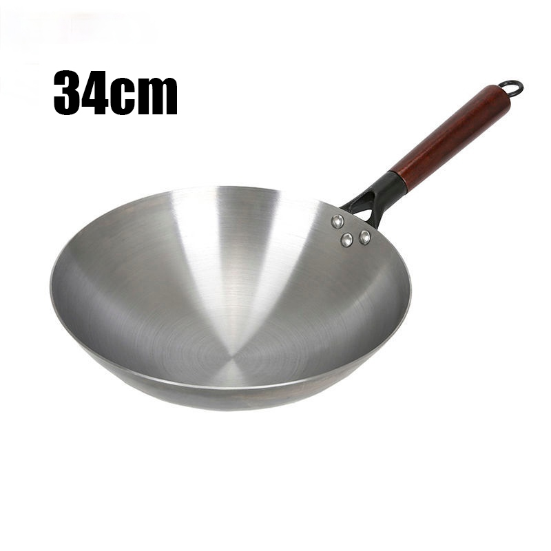 32 34 36 38cm Thickened Uncoated Pre-adjusted Carbon Steel Wok Cooking ...