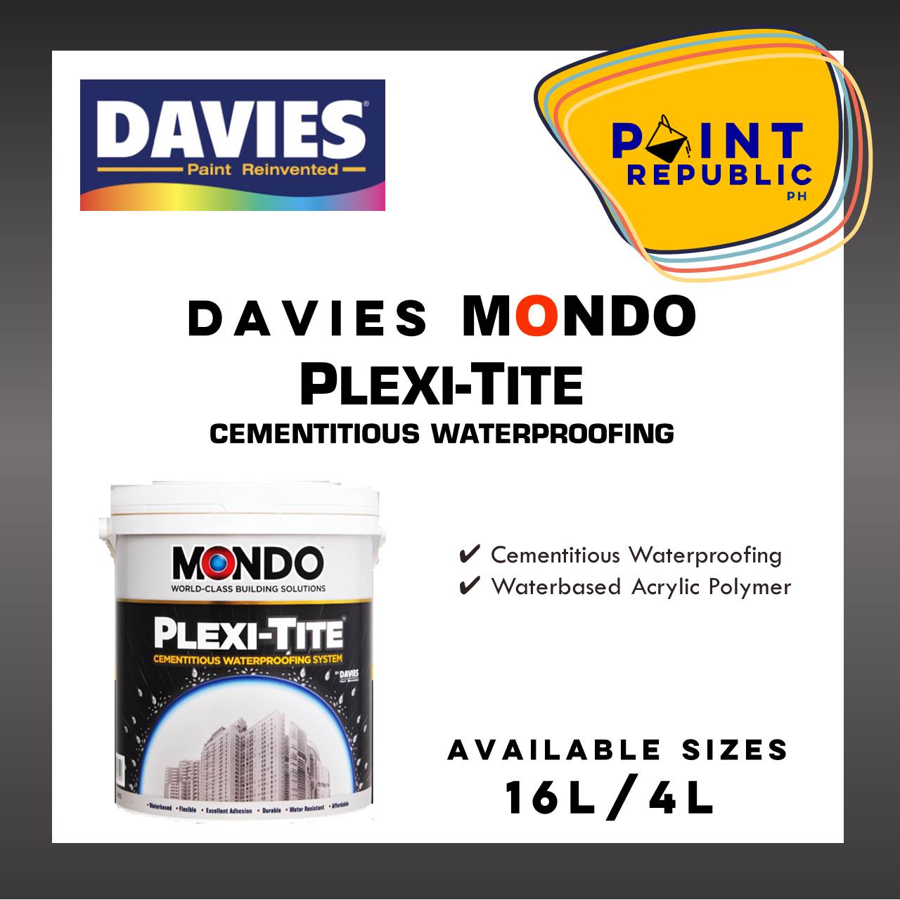 DAVIES Mondo Plexi-Tite Cementitious Waterproofing | Lazada PH