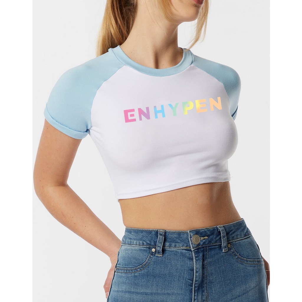 Enhypen Engene Two Tone Raglan Slim Fitted Crop Top | Lazada PH