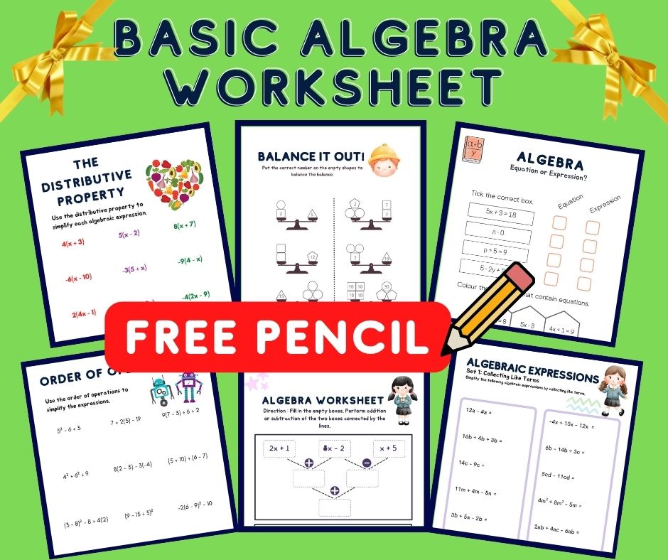 Elzanco Basic Algebra Equations Formula Worksheet Indices Polynomials Binomials Monomials ...