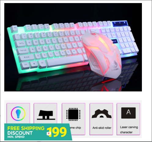 GTX300 104 keys Rainbow Gaming USB Wired Keyboard colorful button Mouse ...