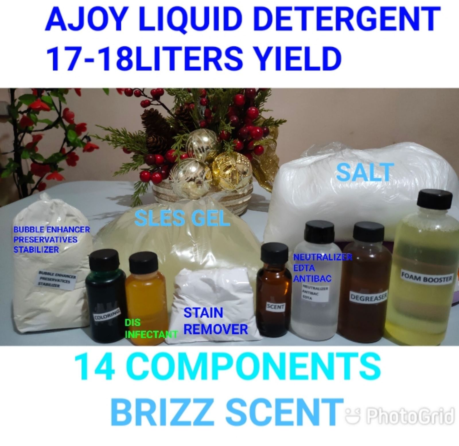 LIQUID DETERGENT DIY KIT (BRIZZ SCENT)17-18 LITERS YIELDS 14 COMPONENTS | Lazada PH