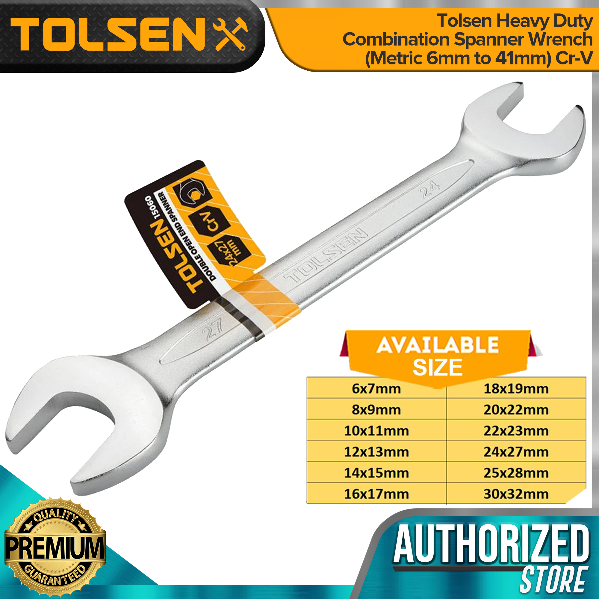 Tolsen Heavy Duty Double Open End Spanner Wrench (Metric 6 to 32mm ) Cr ...