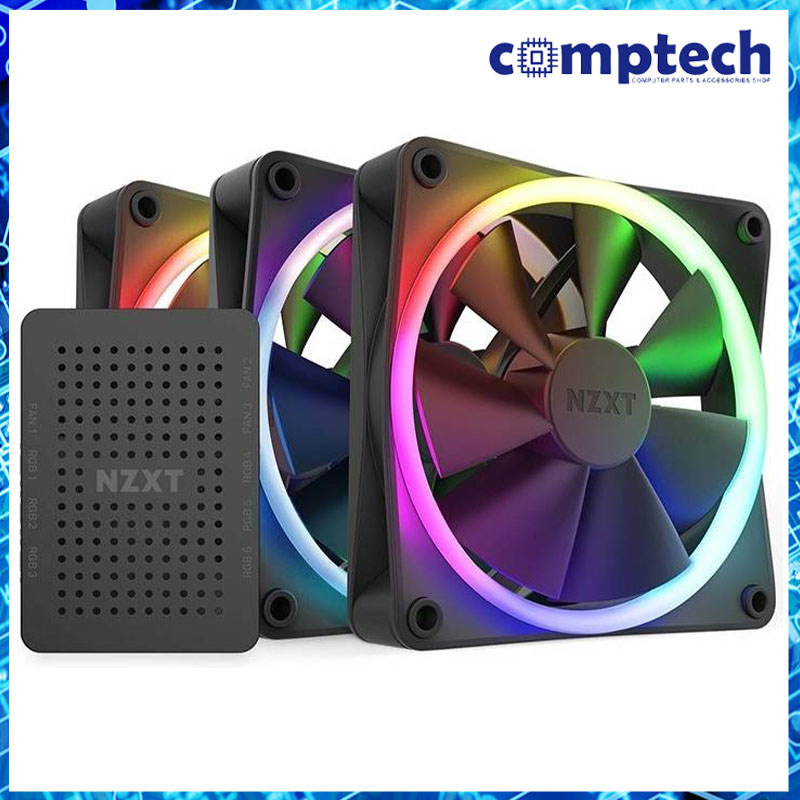 NZXT F120 Triple Pack Black / White - 3x 120mm RGB Fans + Controller ...