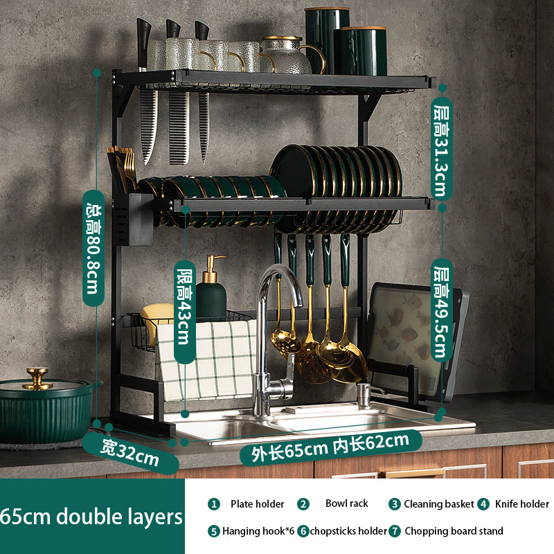 RCGC 65/85cm Kitchen Racks Organizer Dish Drying Rack Dish Rack With ...