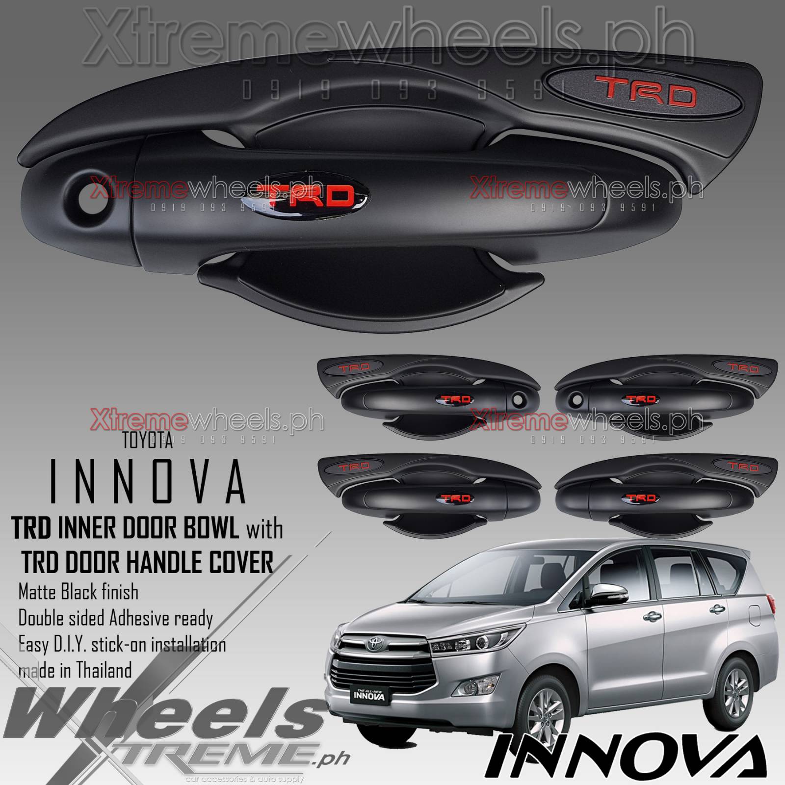 Toyota Innova 2016 -2023 Trd Matte Black Inner Bowl and Door Handle ...