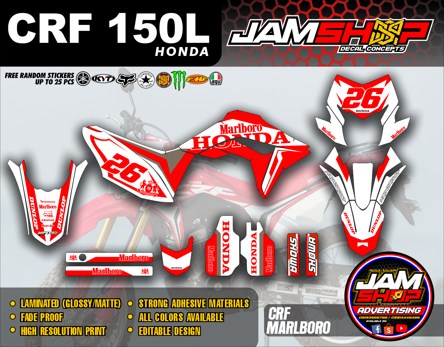 CRF 150L Full Decals w/ FREE Rim Sticker - Limited Edition Designs ...