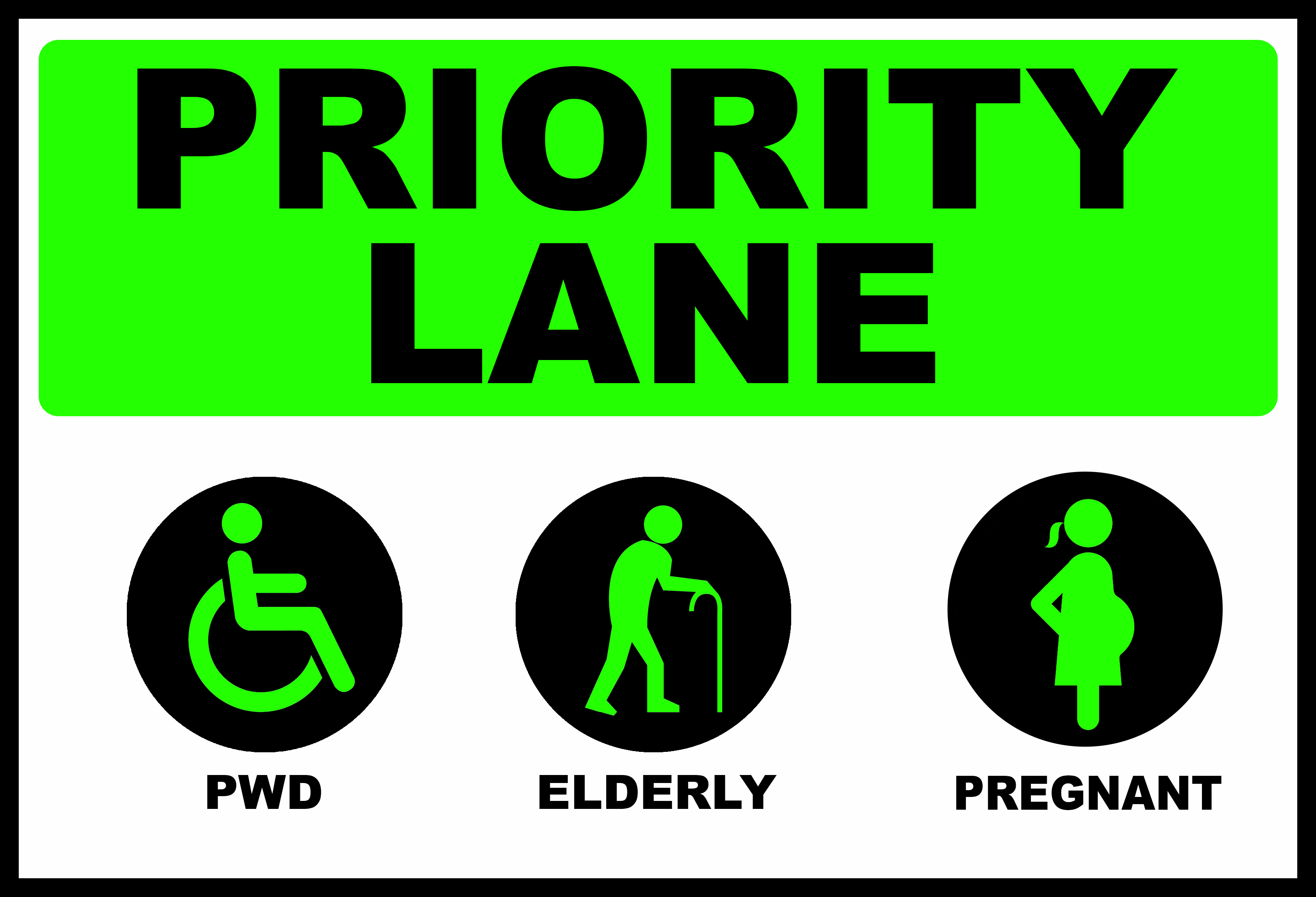 SIGN PRIORITY LANE SIGNAGE PVC TYPE OR PLASTIC LAMINATED WATERPROOF AND ...