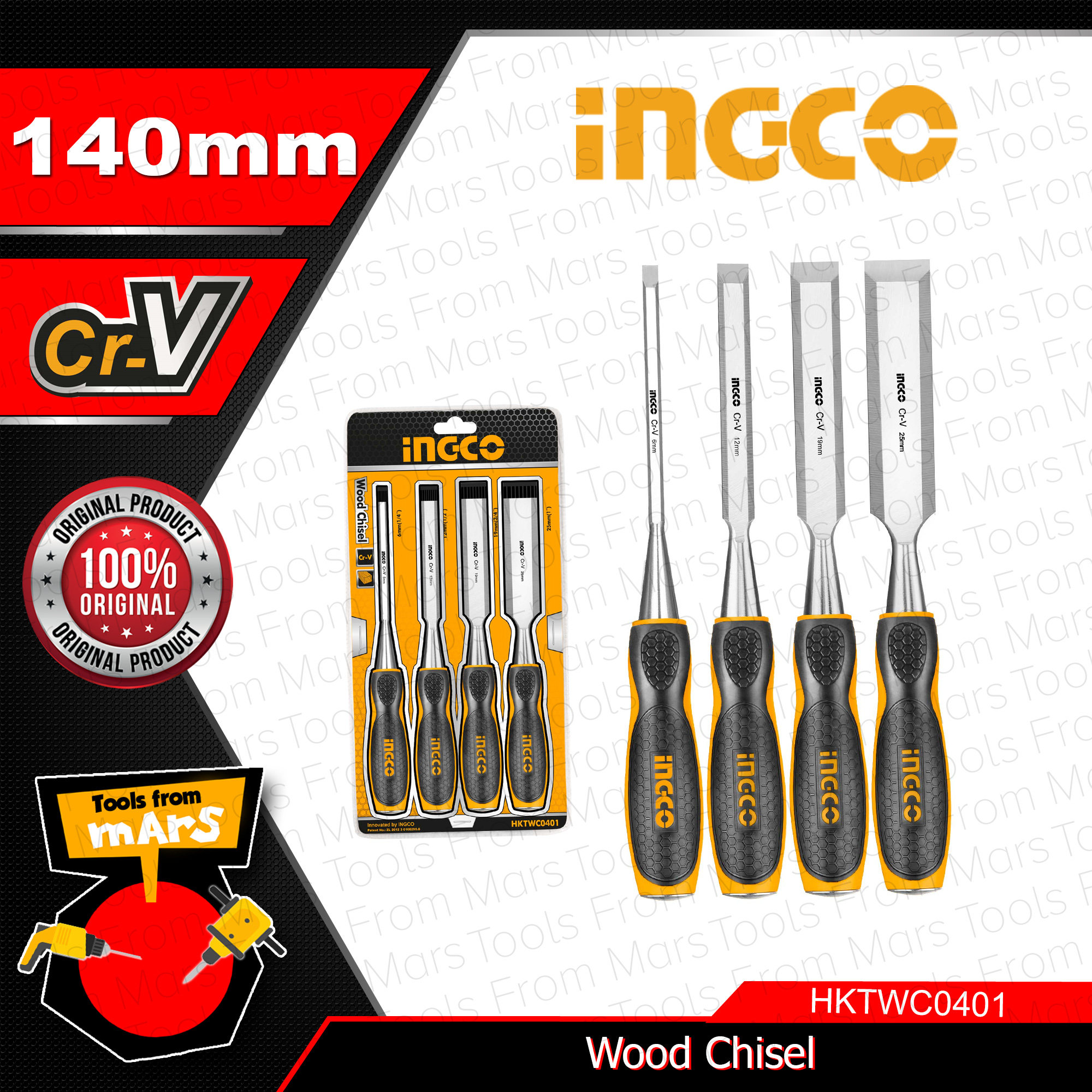 INGCO Wood Chisel 4PCS/SET Cr-V HKTWC0401 •TOOLS FROM MARS• IHT | Lazada PH