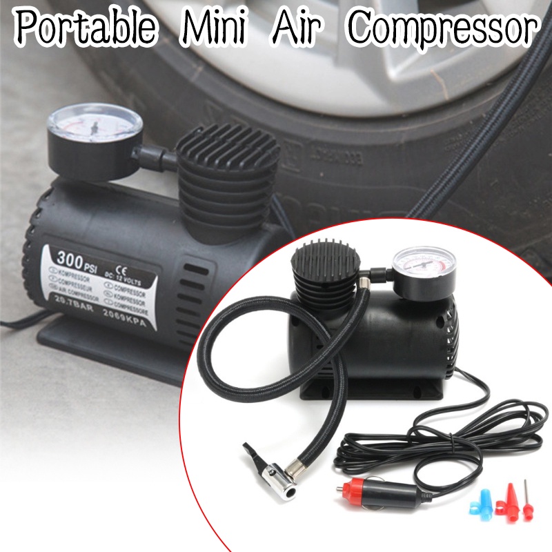 12V Portable Mini Air Compressor 300 PSI Auto Car Electric Tire ...
