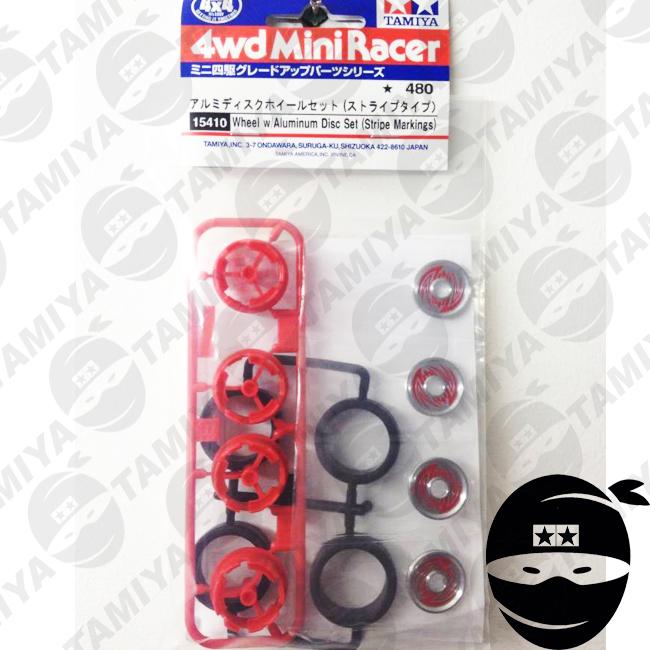Tamiya mini 4wd 15410 Wheel with Aluminum Disc Set Stripe Markings Also ...