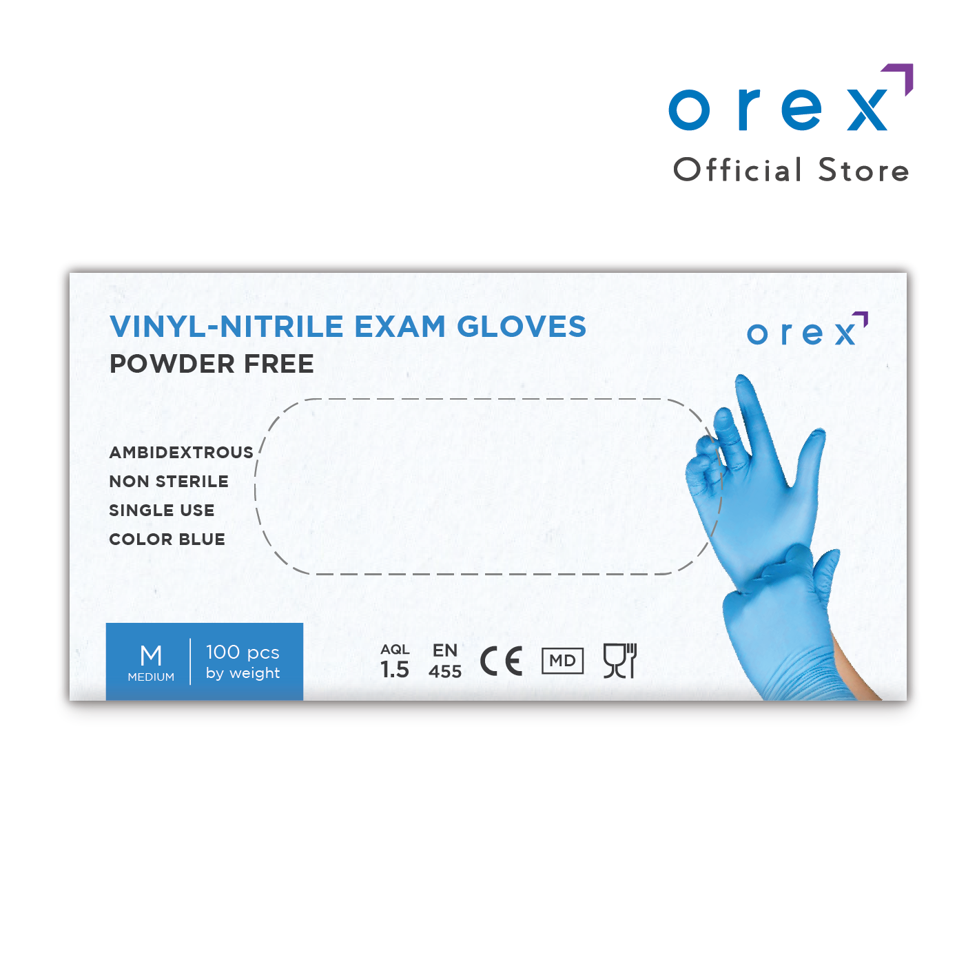 OREX Disposable Vinyl (PVC) Nitrile Blend Examination Gloves - 1 box ...