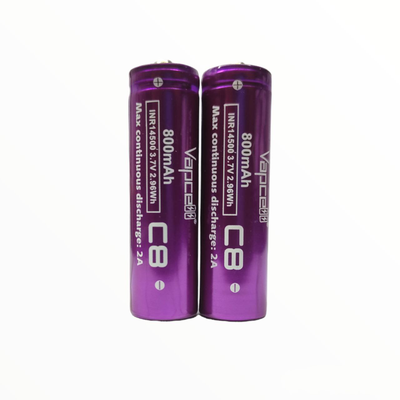 VC C8 14500 800mah 3.6V 2A BUTTON TOP Rechargeable Lithium Ion Battery ...