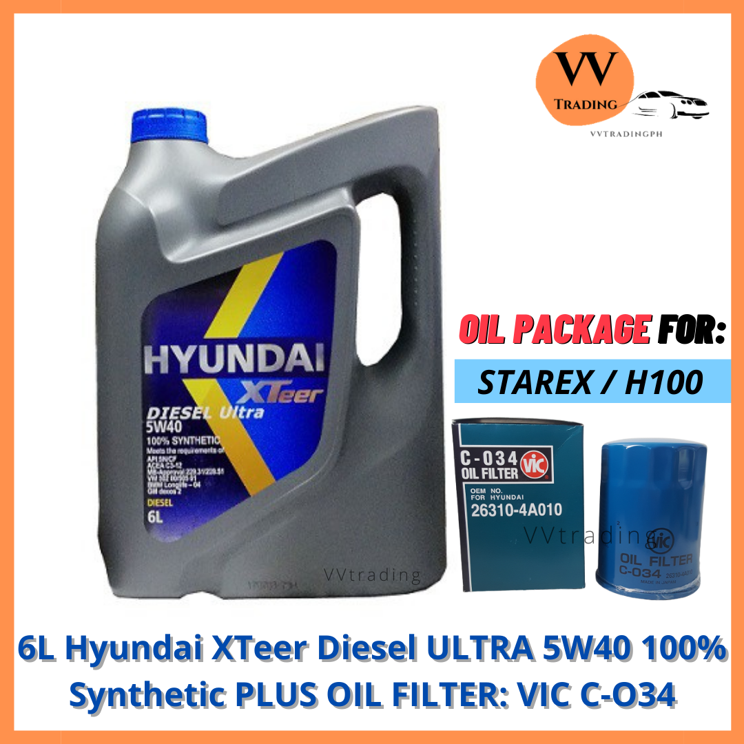 [OIL PACKAGE] 6L Hyundai XTeer Diesel ULTRA 5W40 100% Synthetic PLUS ...