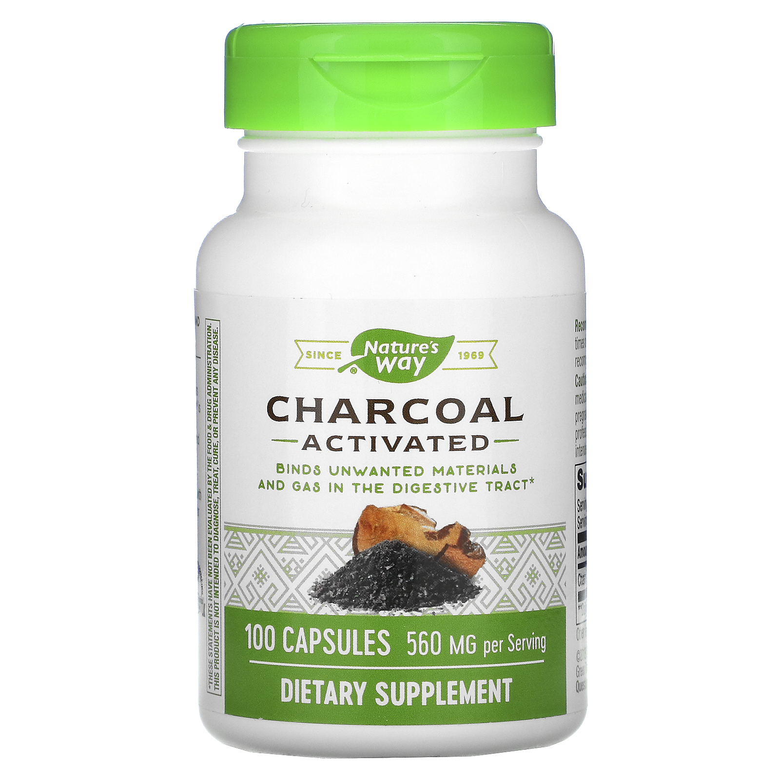 Natures Way Charcoal Activated 560mg 100 Capsules for Digestive Tract ...