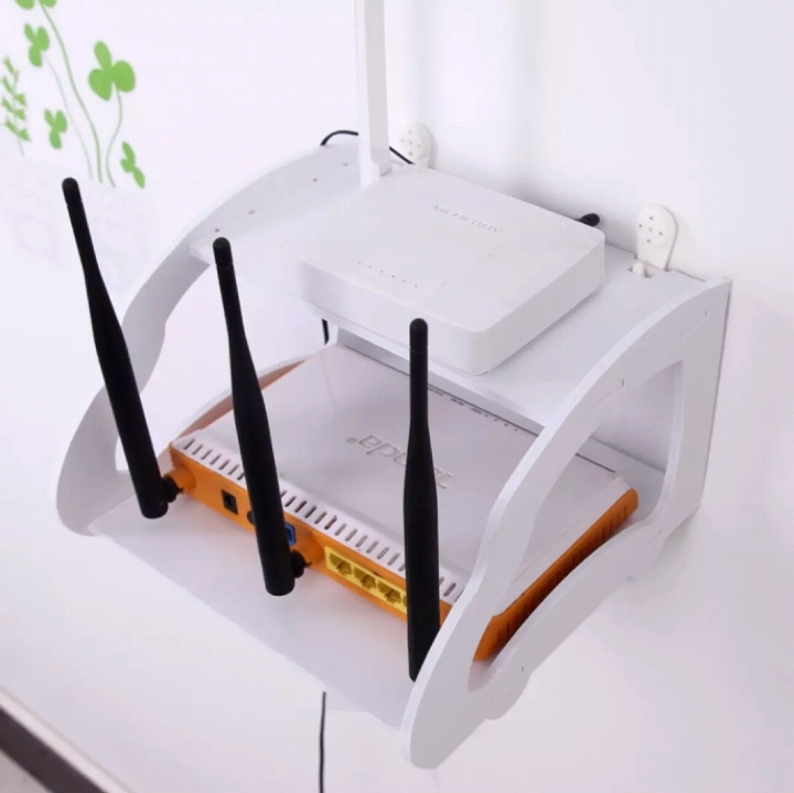 F&Y 2 Layers Wireless Wood Wifi Router Storage Box panel Shelf Wall ...