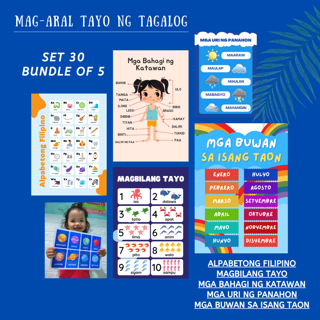 BUNDLE Educational learning materials for kids Laminated A4 Size Chart ...