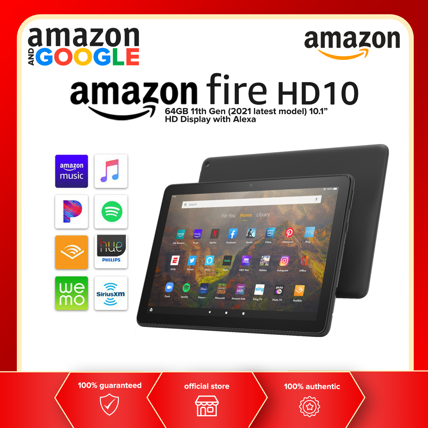 Amazon Fire HD 10 Tablet 11th Gen, 64GB, 10.1” HD Display, with Alexa ...