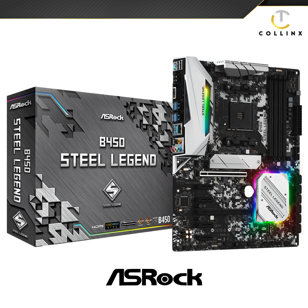 ASRock B450 Steel Legend Gaming Motherboard | DDR4 AM4 CPU Socket | For ...