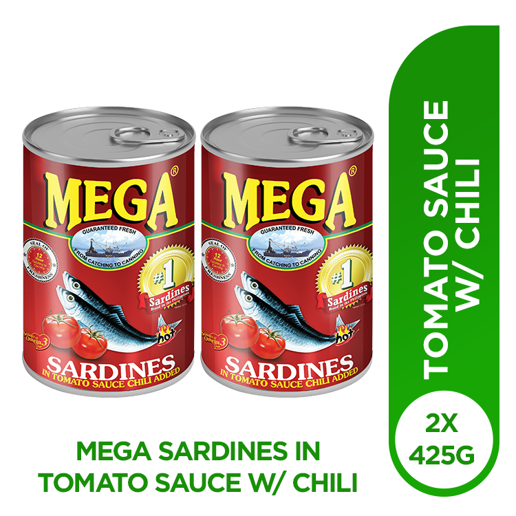 Mega Sardines in Tomato Sauce w/ Chili 425g - Pack of 2 | Lazada PH