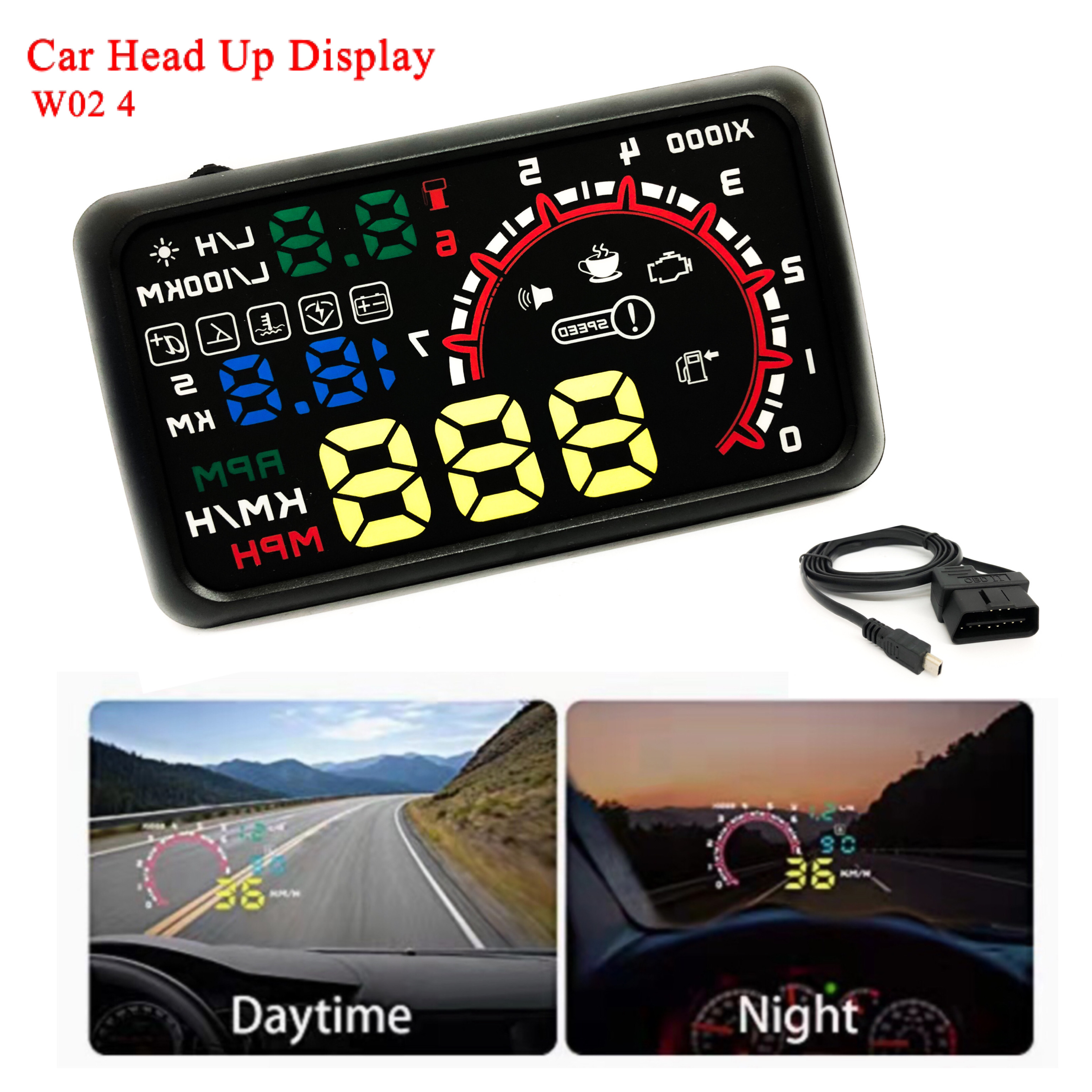 CPO WO2 4 HUD HEAD UP DISPLAY WINDSHIELD PROJECTOR OBD2 II CAR OVER ...