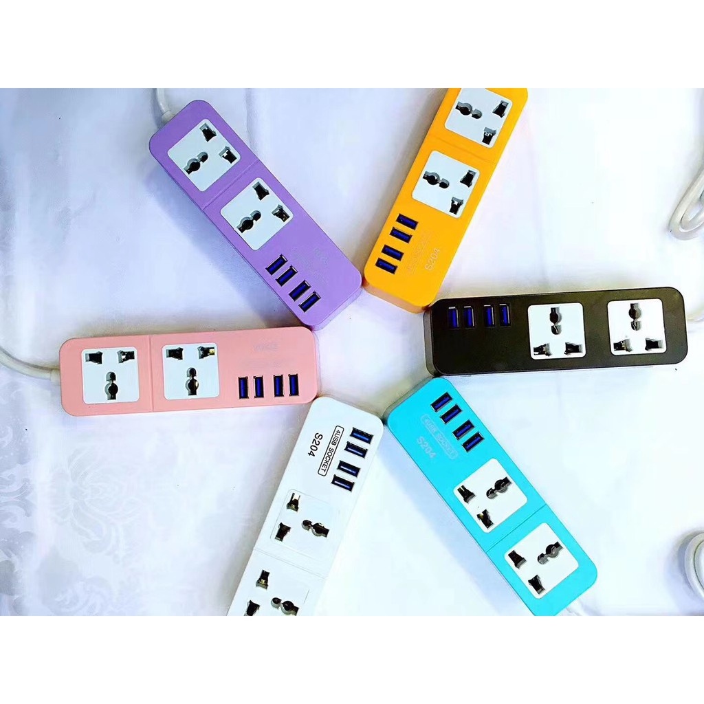 AIKAS Universal Socket With 4 USB Ports And 2 Power Sockets Charger ...