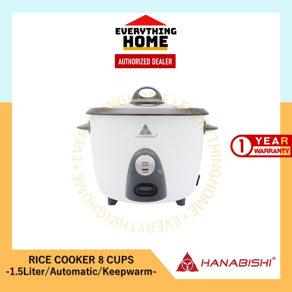 Hanabishi Automatic Rice Cooker 1.5 Liter (8 Cups) w/ Non-Stick inner ...