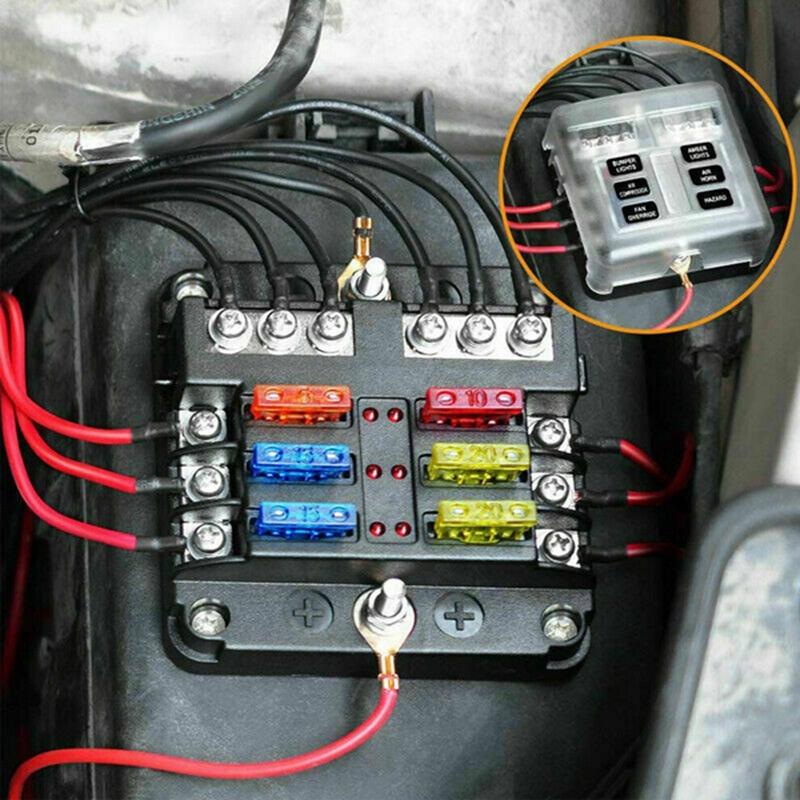 6-Way Waterproof Fuse Block,with LED Indicator 12 Circuits with ...