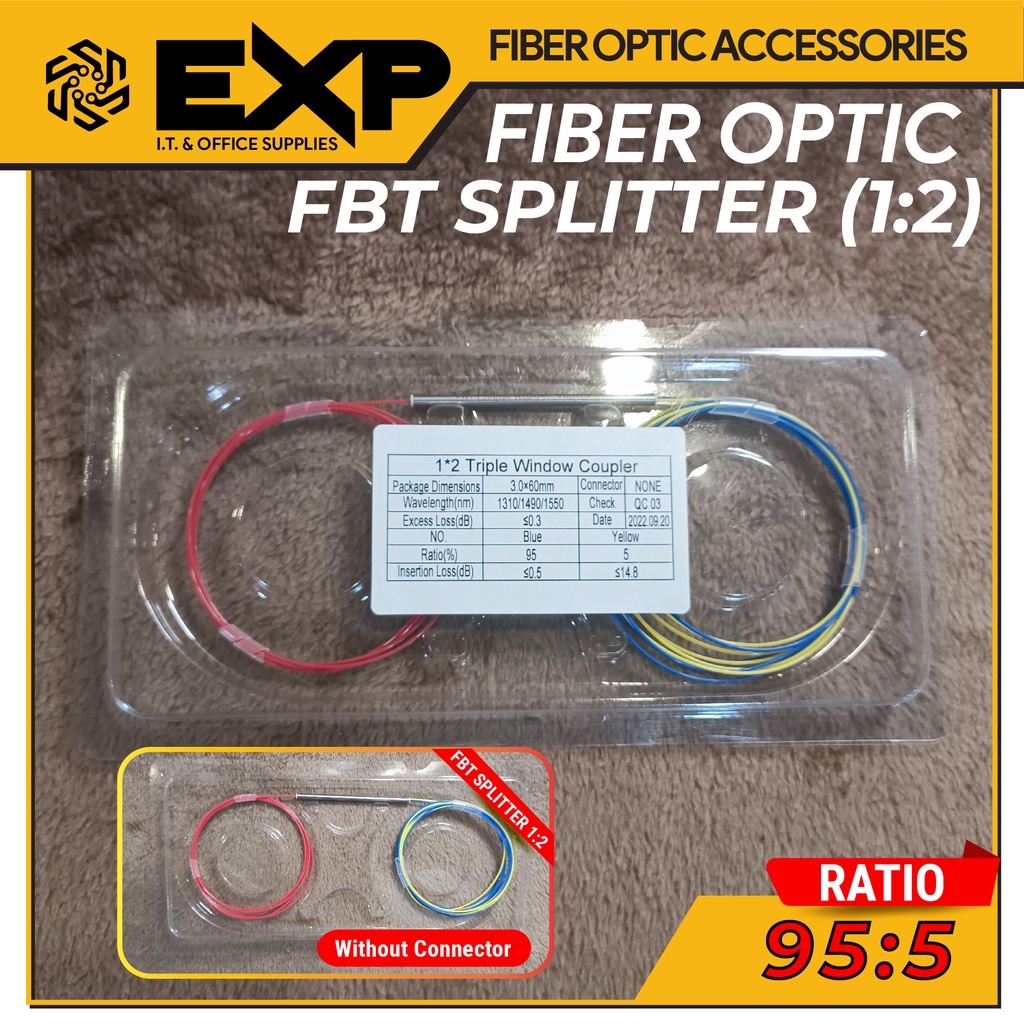 Computers Network FIBER OPTIC FBT SPLITTER 1:2 (FUSED BICONICAL TAPER ...
