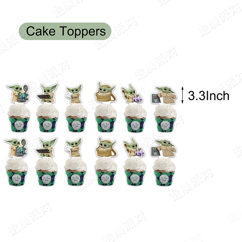 Star Wars Baby Yoda Theme Kids Birthday Party Decor Cupcake Topper ...