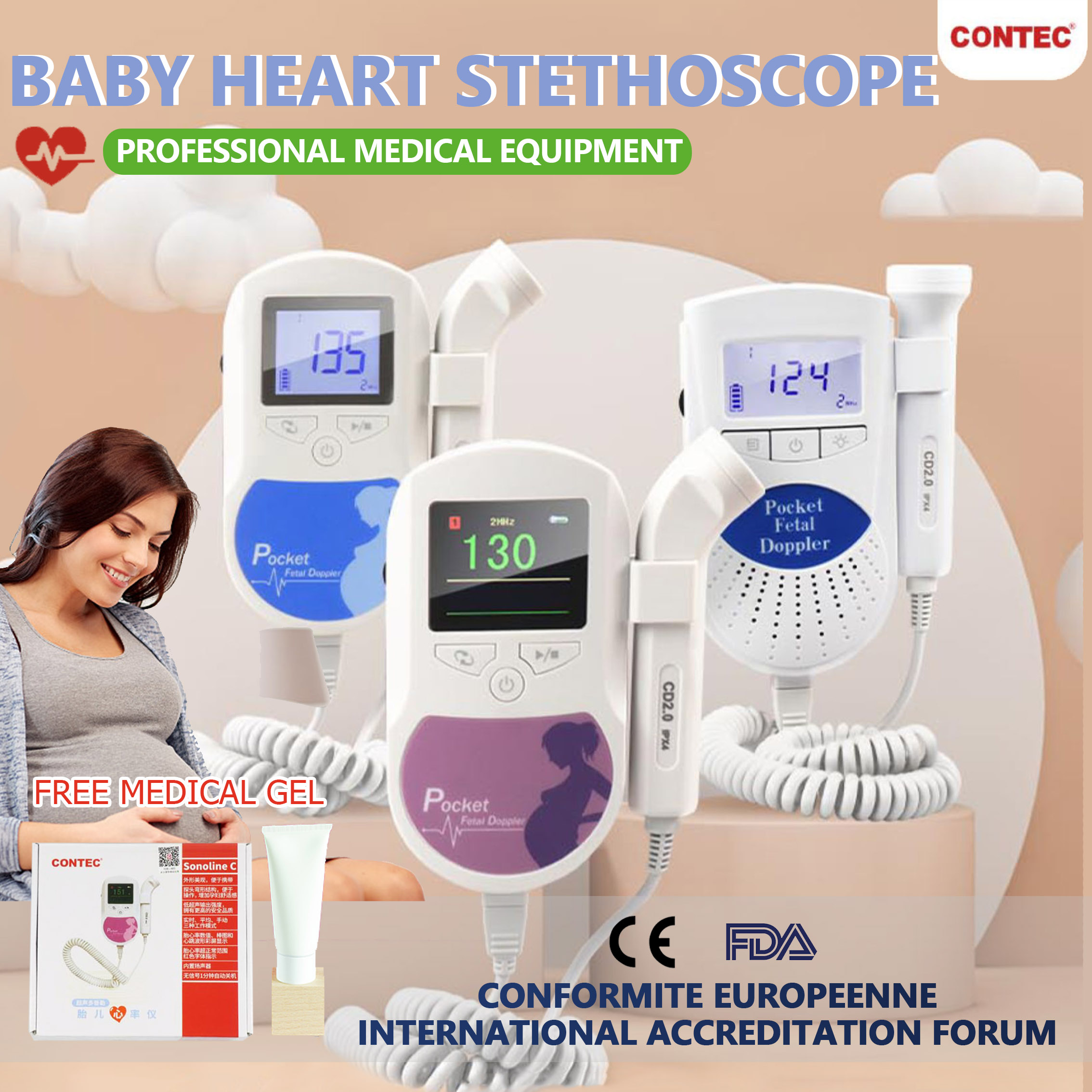 🔥Ready For Shipment!🔥Contec Fetal Doppler Heart Detector 2.0mhz ...