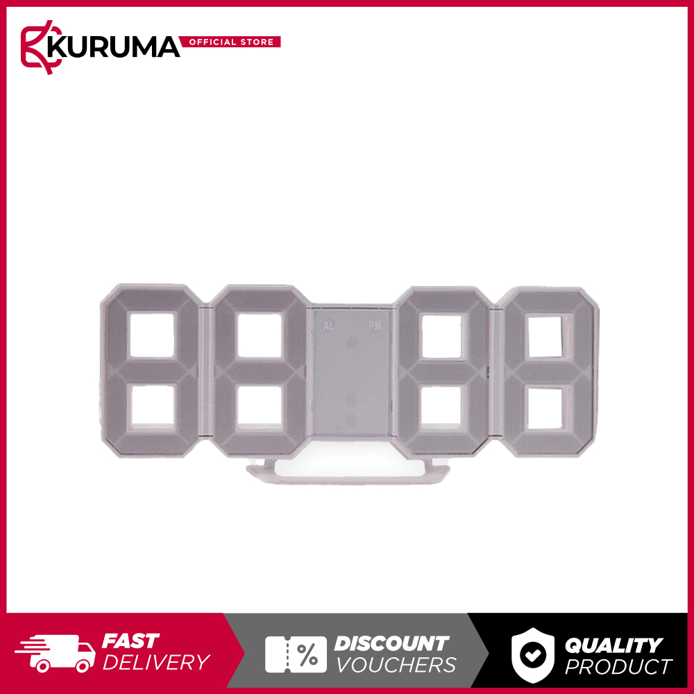 KURUMA 3D DIgital Wall Clock Light Clock Electronic Clock Desktop 3D Clock SIde Table Clock ...