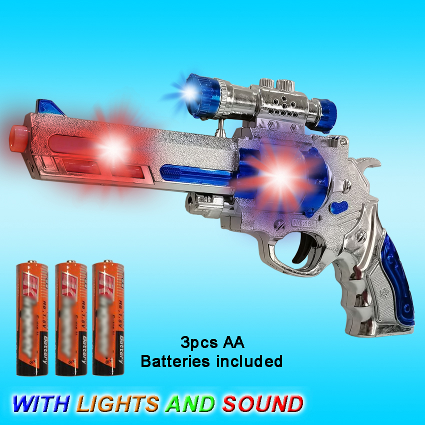 Revolver Space Toy Gun Silver Game Flashing Light And Sound Toys for ...