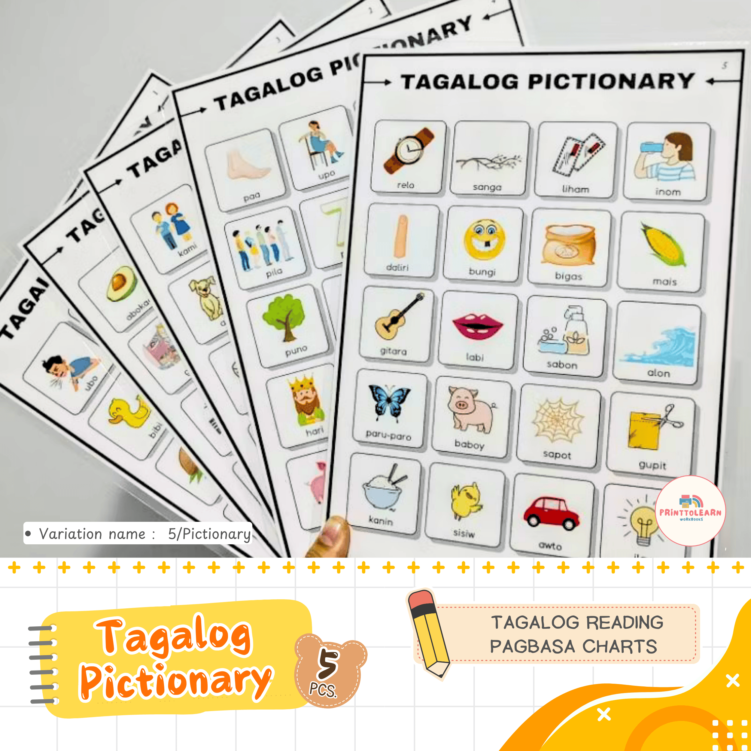 Tagalog Reading Pagbasa Charts Abakada Tagalog Filipino Laminated ...