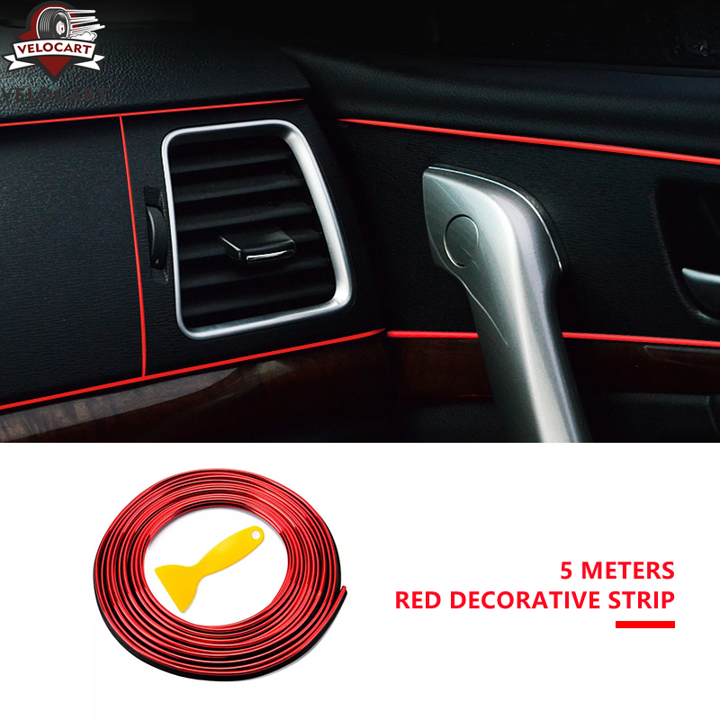 A Set 5Meters Car Interior Decor Point Edge Strip Car Center Console ...