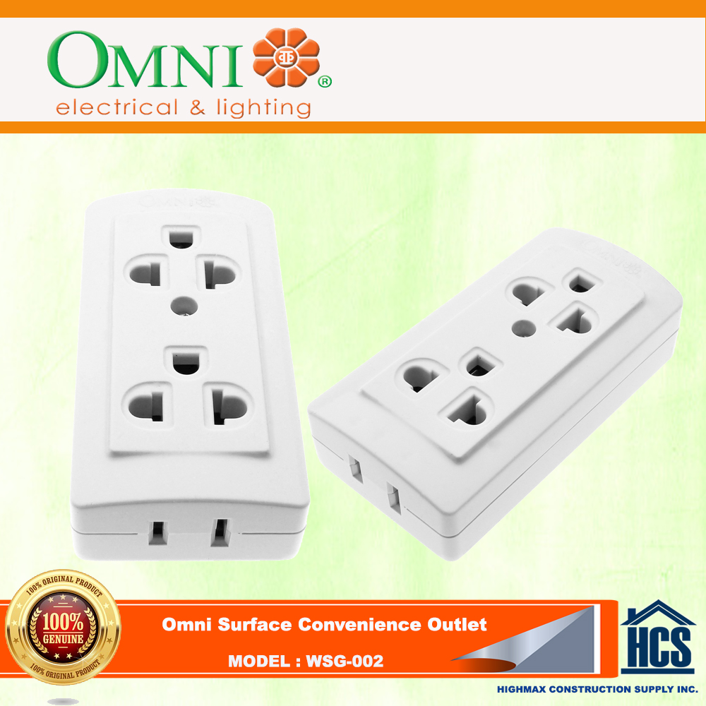 Omni Surface Convenience Outlet w/ Ground 2 Gang 10A 250V WSG-002 ...