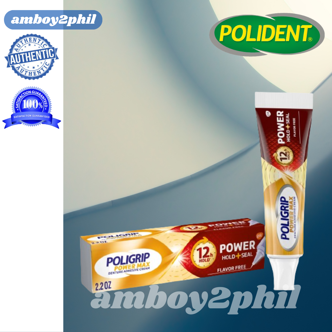 POLIGRIP SUPER POLIGRIP MAX POWER HOLD DENTURE ADHESIVE CREAM 62 grams ...