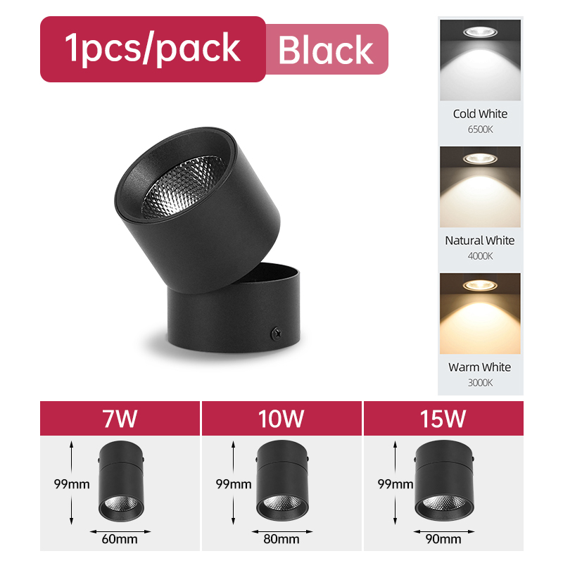3 Colors Led Spot Light Downlight 7W 10W 15W Foldable Downlights 220V ...
